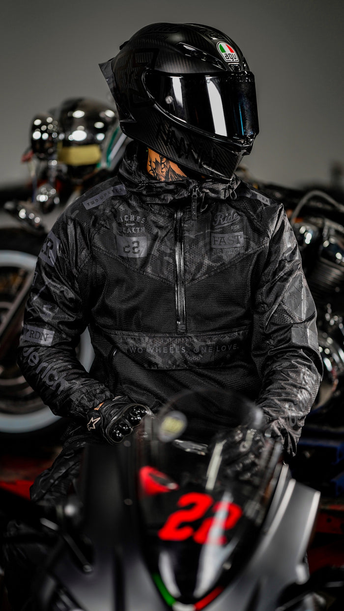 Concord™ V2.Flow™ Mesh Armoured Anorak Motorcycle Jacket {RR GP/Black