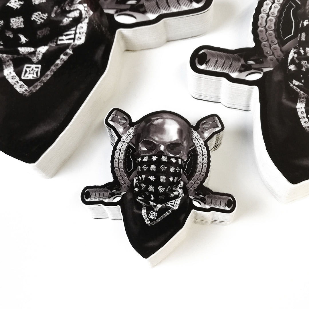 Chrome & Bones Vinyl Sticker {Small} - Custom Motorcycle Decals