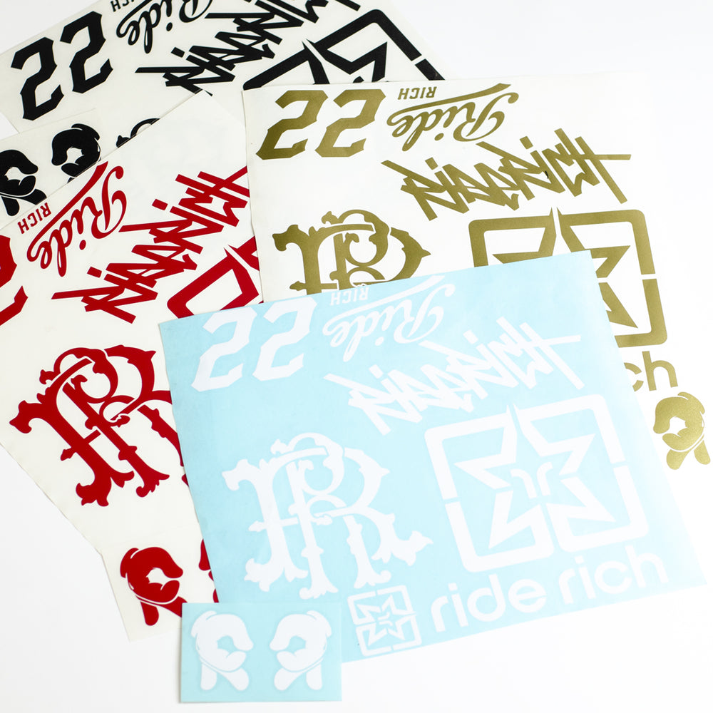 Ride Rich Helmet Vinyl Decal Kit - Custom Motorcycle Decals