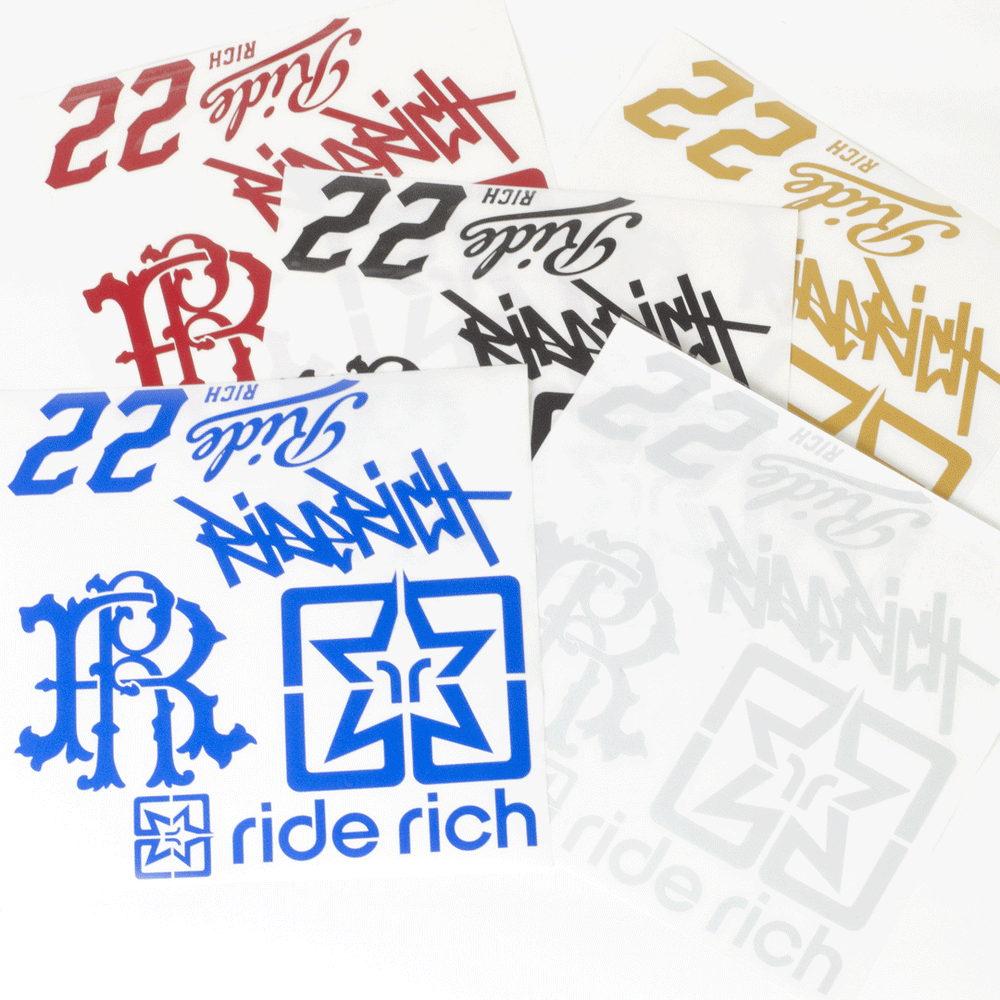 Reflective Ride Rich Helmet Vinyl Decal Kit - Custom Motorcycle Decals