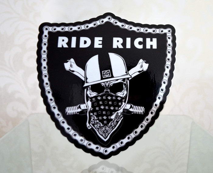 Ride Rich Crest {Large} - Vinyl Motorcycle Sticker | Ride Rich
