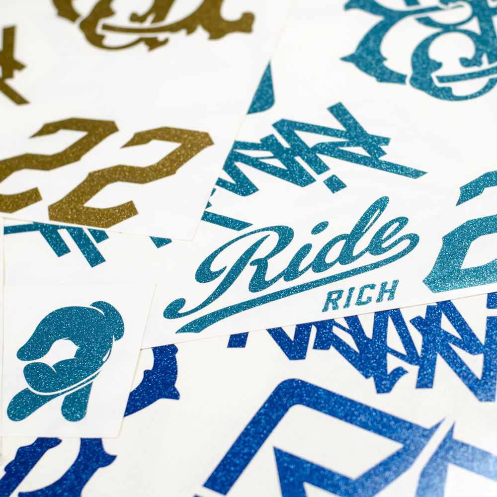 Ride Rich Glitter Vinyl - Custom Motorcycle Decals